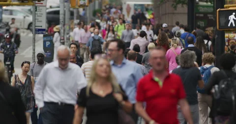 Crowd of people walking street busy pede... | Stock Video | Pond5