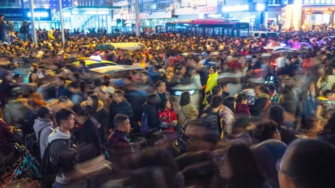crowd of people walking in the street ce... | Stock Video | Pond5