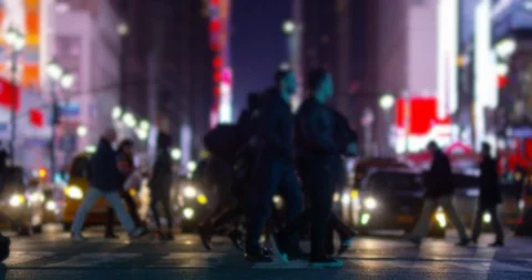 Crowd of people walking street at night | Stock Video | Pond5