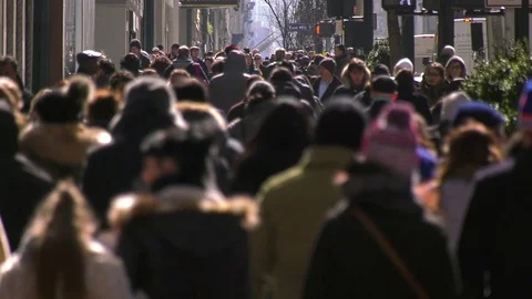 Crowd of people walking street sidewalk ... | Stock Video | Pond5