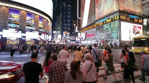 Crowd of people walking in Times Square ... | Stock Video | Pond5