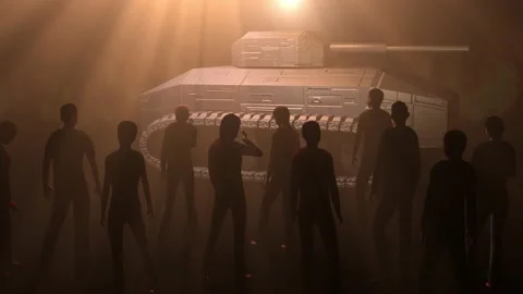 Crowd of people watching army tank drive... | Stock Video | Pond5