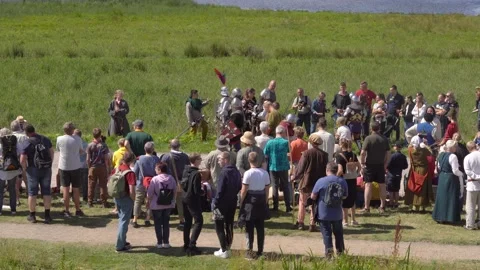 Crowd Of People Watching Medieval Battle... | Stock Video | Pond5