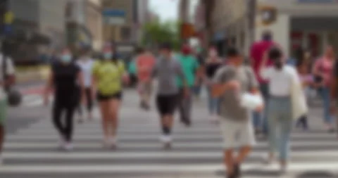 Crowd of people wearing mask masks walki... | Stock Video | Pond5