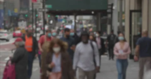 Crowd of people wearing mask masks walki... | Stock Video | Pond5