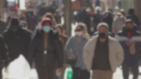 Crowd of people wearing mask masks walki... | Stock Video | Pond5