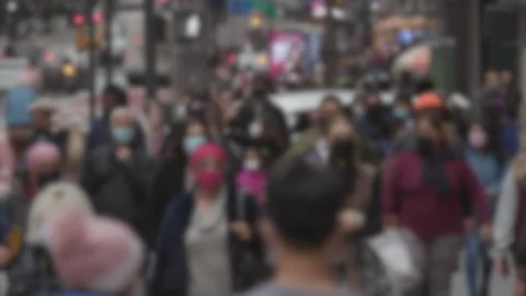Crowd of people wearing mask masks walki... | Stock Video | Pond5