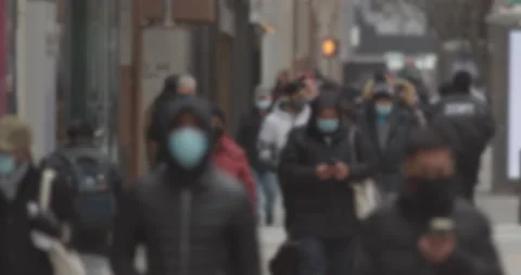 Crowd of people wearing mask masks walki... | Stock Video | Pond5