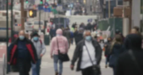 Crowd of people wearing mask masks walki... | Stock Video | Pond5