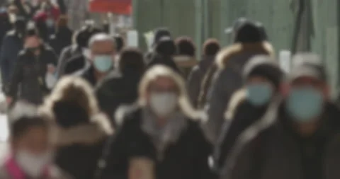 Crowd of people wearing mask masks walki... | Stock Video | Pond5