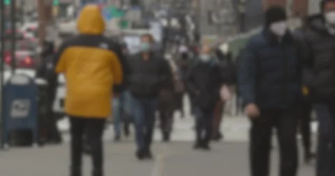 Crowd of people wearing mask masks walki... | Stock Video | Pond5