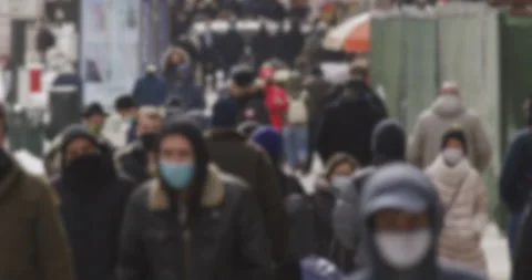 Crowd of people wearing mask masks walki... | Stock Video | Pond5