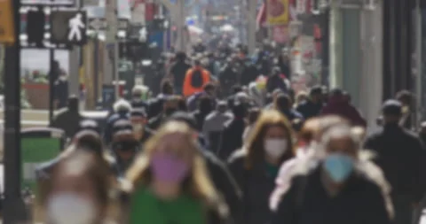 Crowd of people wearing mask masks walki... | Stock Video | Pond5