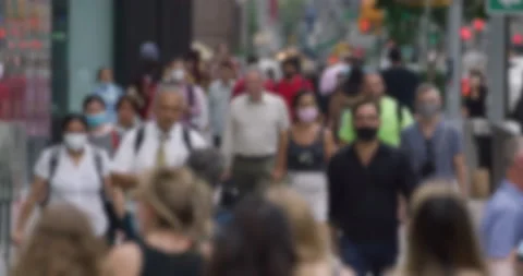 Crowd of people wearing mask masks walki... | Stock Video | Pond5