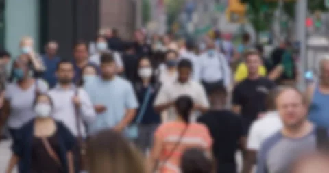 Crowd of people wearing mask masks walki... | Stock Video | Pond5