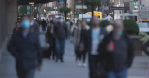 Crowd of people wearing mask masks walki... | Stock Video | Pond5