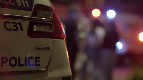 Crowd by Police car,night. | Stock Video | Pond5
