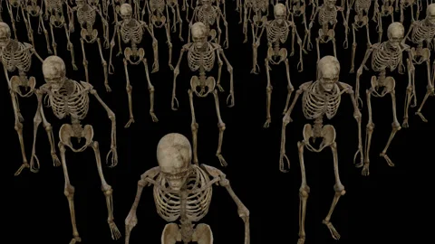 a crowd of skeletons moves forward ,Loop... | Stock Video | Pond5