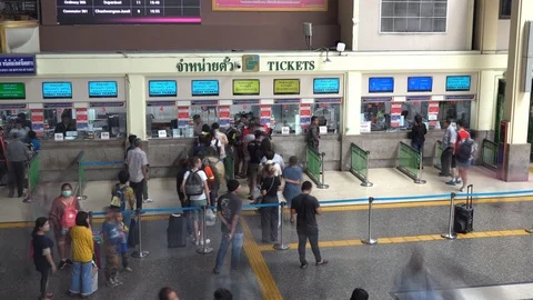 Crowd at ticket counter at Haulamphong t... | Stock Video | Pond5