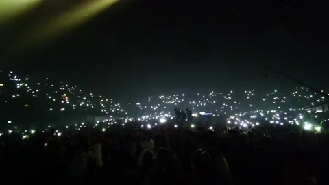 Crowd Turning On Mobile Phone Light Toge... | Stock Video | Pond5