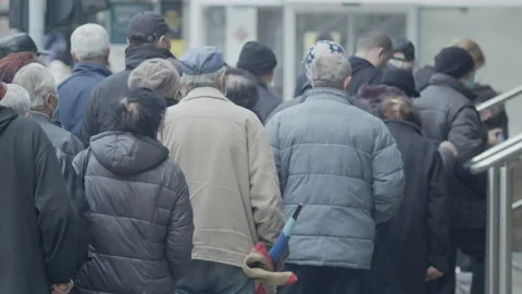 Crowd Of People Waiting In Line Stock Video Footage | Royalty Free ...