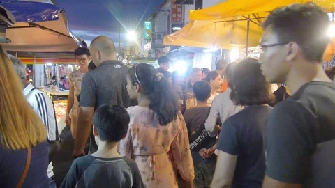 Crowd Visitors Are Walking In The Night ... | Stock Video | Pond5
