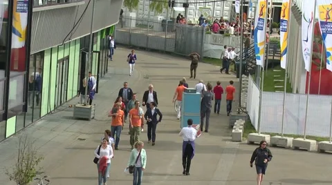 crowd walking outside on stadium hockey ... | Stock Video | Pond5