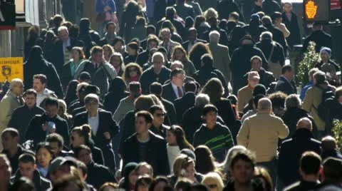 Crowd Walking people side walk street NY... | Stock Video | Pond5