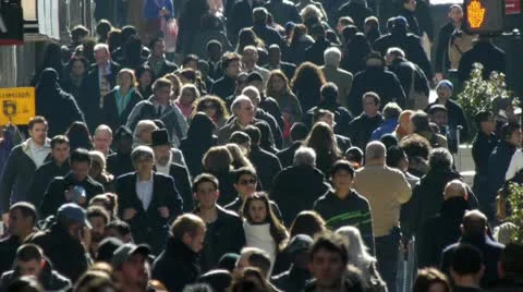 Crowd Walking people side walk street NY... | Stock Video | Pond5