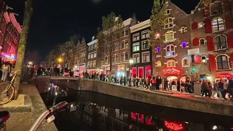 Crowd Walking on Red Light District Stre... | Stock Video | Pond5