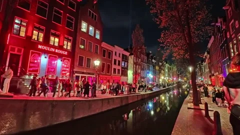 Crowd Walking on Red Light District Stre... | Stock Video | Pond5