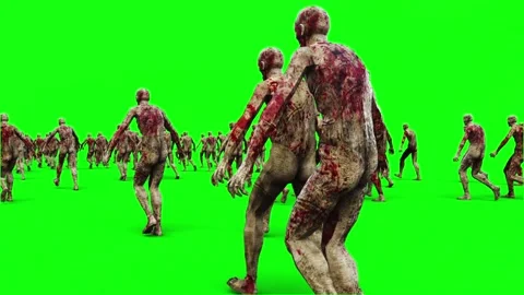 a crowd of walking zombies. green screen... | Stock Video | Pond5