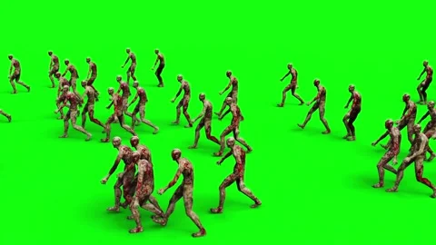 a crowd of walking zombies. green screen... | Stock Video | Pond5
