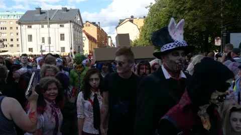 Crowd of zombies yelling & making horrif... | Stock Video | Pond5