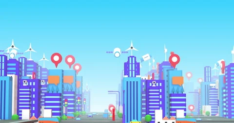 Crowded Cartoon Looking Smart City 3D An... | Stock Video | Pond5