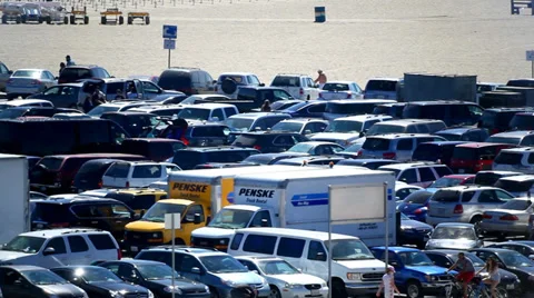 Crowded congested parking lot at Santa M... | Stock Video | Pond5