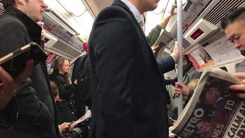 Crowded London Underground Tube Train Ri... | Stock Video | Pond5