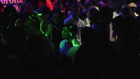 Crowded party at night club, flashing la... | Stock Video | Pond5