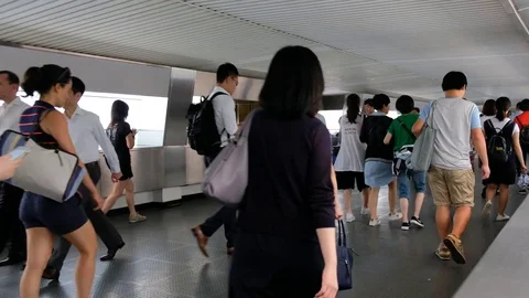 Crowded of people walking the bridge in ... | Stock Video | Pond5