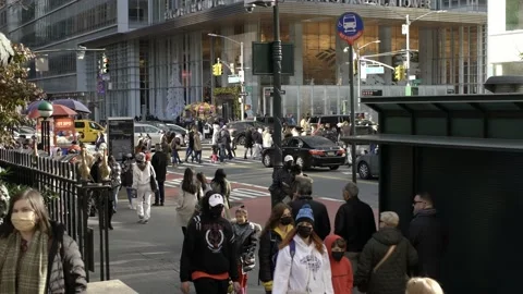 Crowded Sidewalk in Manhattan. People wa... | Stock Video | Pond5