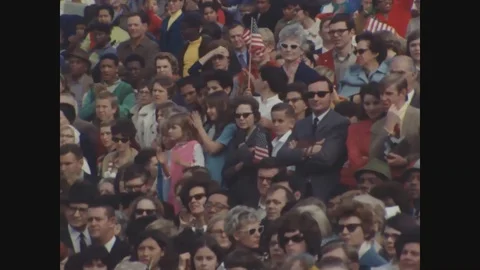 Crowds cheer actively at the launch of A... | Stock Video | Pond5