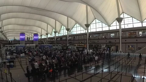 Crowds line up at the Denver Internation... | Stock Video | Pond5