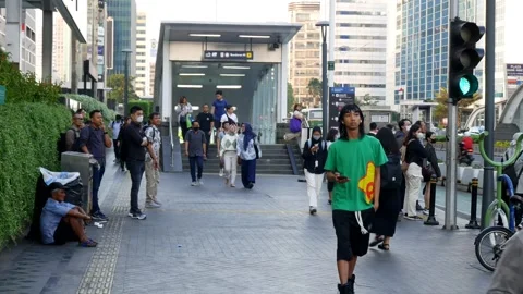 crowds of people exit from mrt gate in j... | Stock Video | Pond5