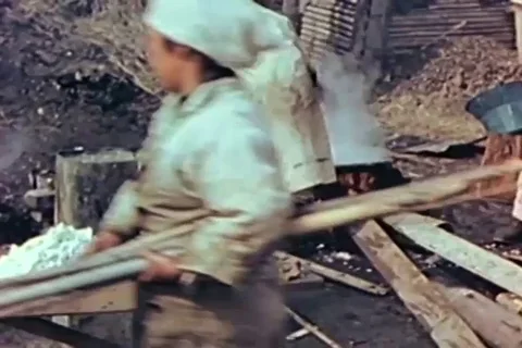 Crude method used to get salt from sea w... | Stock Video | Pond5