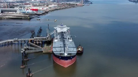 Crude oil tanker ship loading at refiner... | Stock Video | Pond5