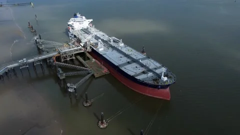 Crude oil tanker ship loading at refiner... | Stock Video | Pond5