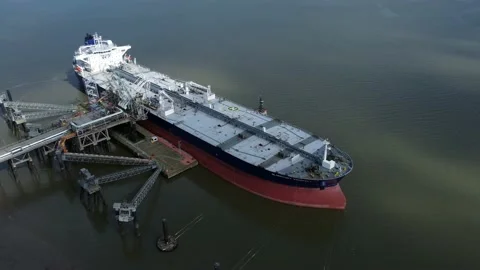 Crude oil tanker ship loading at refiner... | Stock Video | Pond5