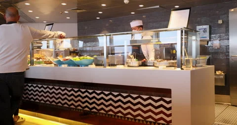 Cruise ship buffet food line 4K | Stock Video | Pond5