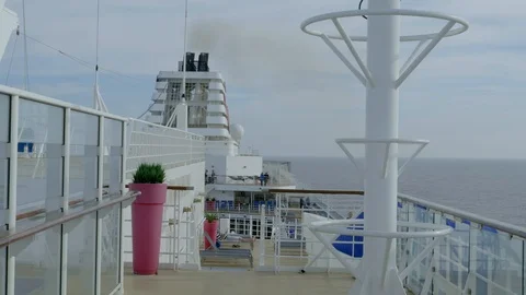 Cruise ship open deck view over open wat... | Stock Video | Pond5