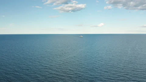 Cruise ship in the open ocean, aerial vi... | Stock Video | Pond5